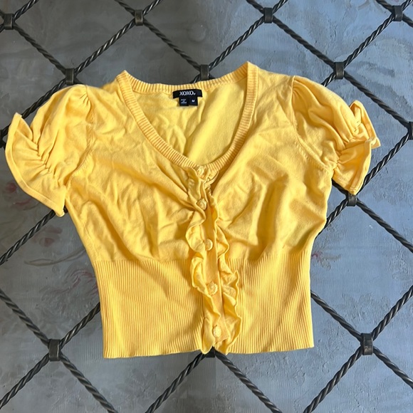XOXO | Sweaters | Xoxo Yellow Cropped Cardigan | Poshmark